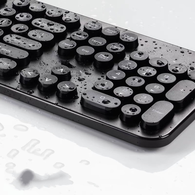 Zeus K-100 BLACK ( SteamPunk ) Retro Round Keycaps 104 Keys Keyboard ...