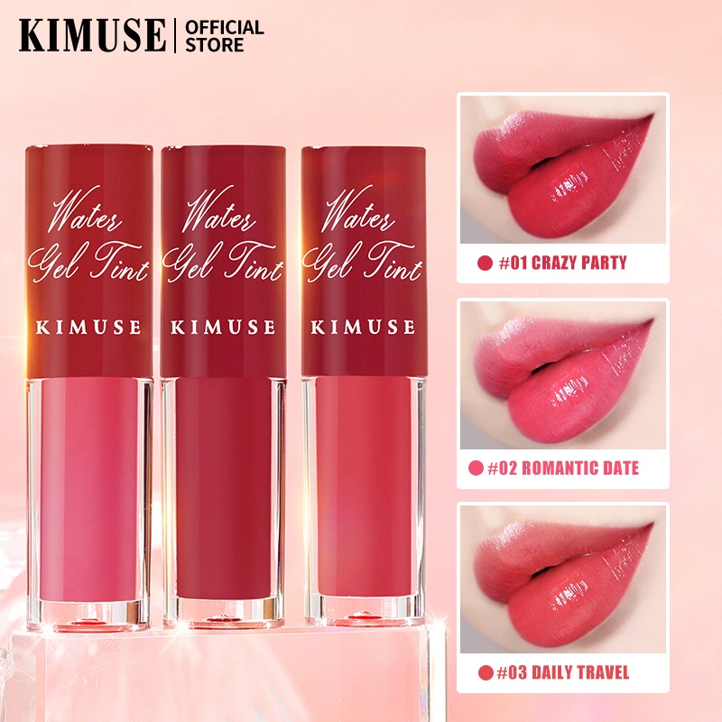 KIMUSE Water Tint Set Lip Gloss Gel Tint Long-lasting & Waterproof 3 ...