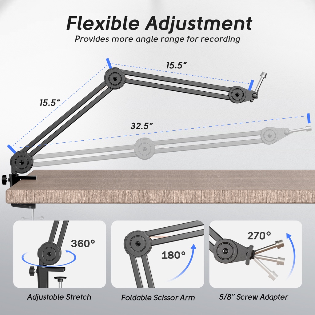 FIFINE BM63 Microphone Arm Stand-Heavy Duty Boom Arm, Suspension ...