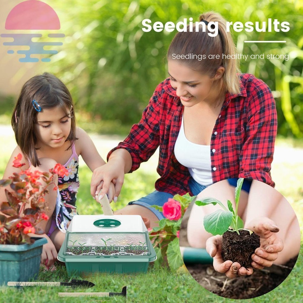 12 Holes Seed Starter Tray Kit with Air Outlet Seed Propagator Set with ...