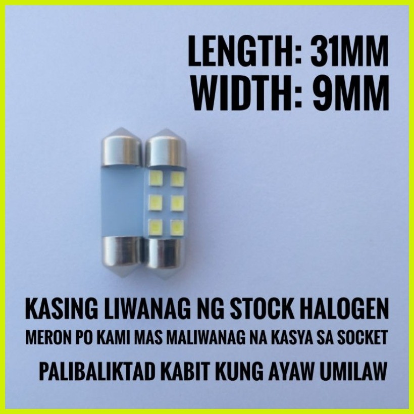 LED 31mm Festoon Dome Interior Ceiling Light Toyota Innova Fortuner Hilux - UniTop