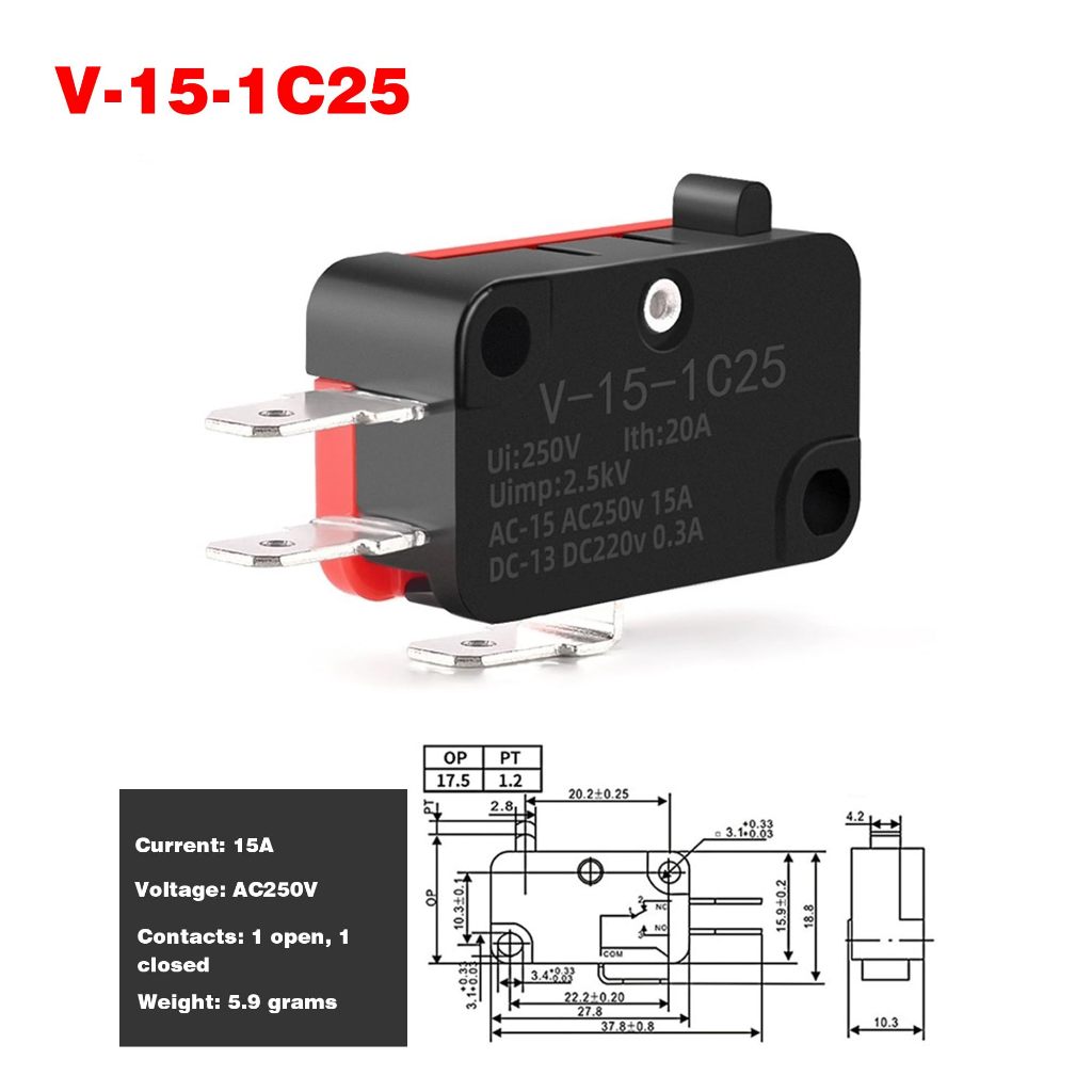 Limit Switch Pack Of 5 Pieces Micro Switches 16A 250V 125V SPST 4.8mm Width - Manila Store