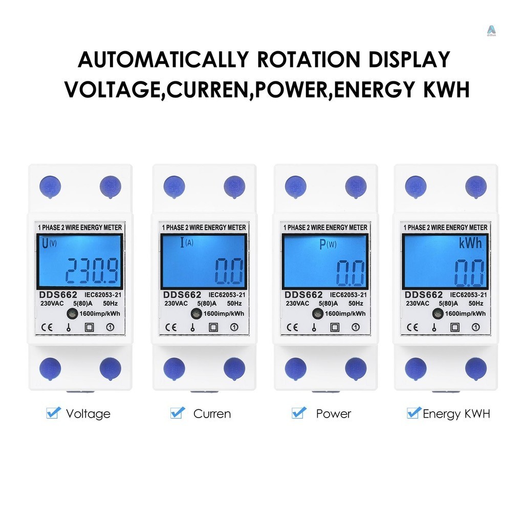 Ac 230V Single Phase Energy Meter With Backlight DDS662 - UniTop