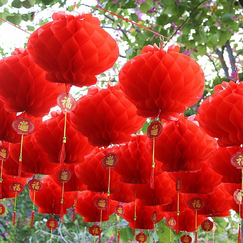 Decorative Waterproof Red Paper Lanterns Chinese New Year in many sizes ...