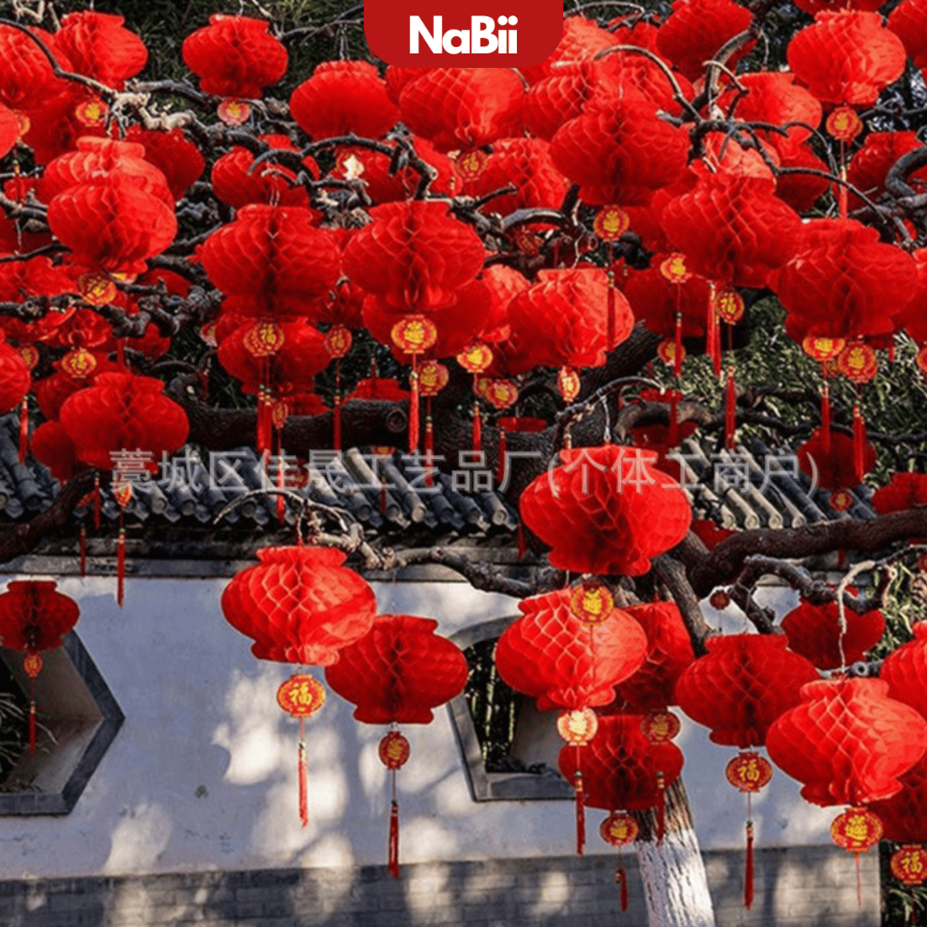 Decorative Waterproof Red Paper Lanterns Chinese New Year in many sizes ...
